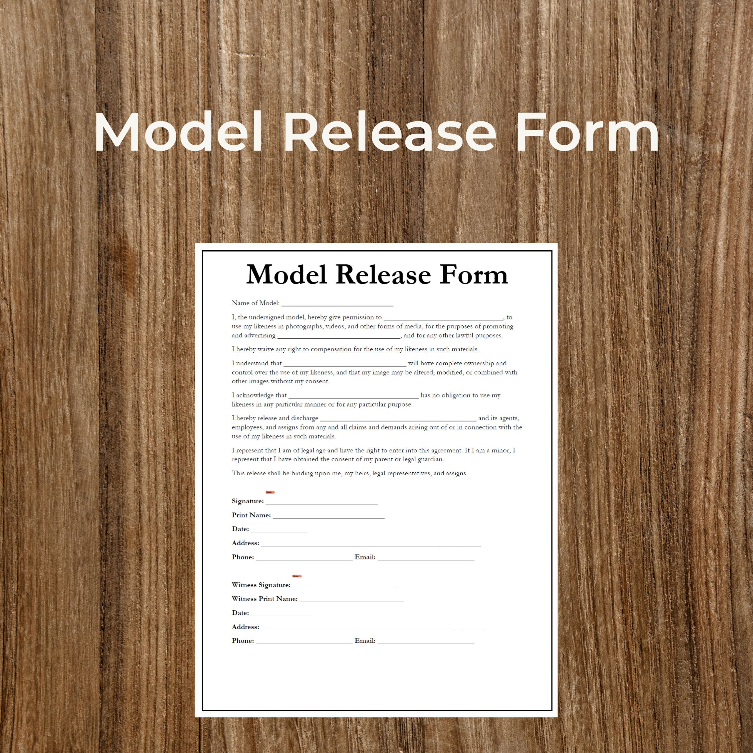 Model Release Form Template for Photographers and Filmmakers ...