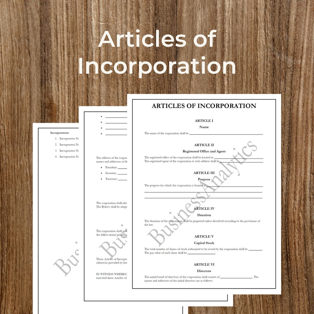 Articles of Incorporation Template | Business Forms | Corporations ...