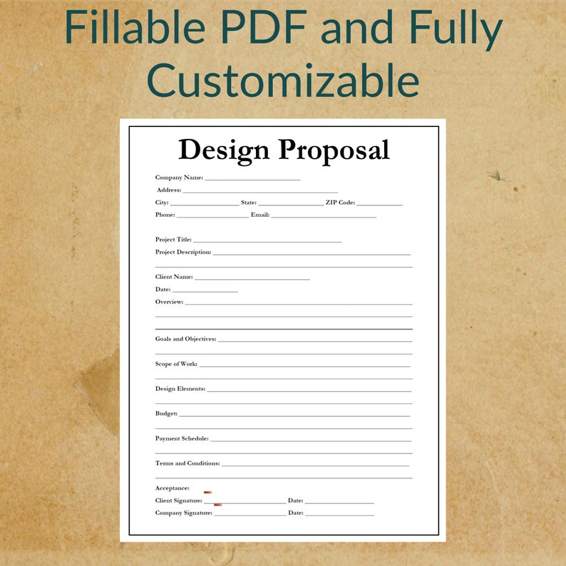 Design Proposal Form Template | Printable | Fillable | PDF | Digital ...
