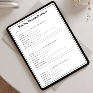 Writing Research Notes Form Template | Printable | Fillable | PDF ...