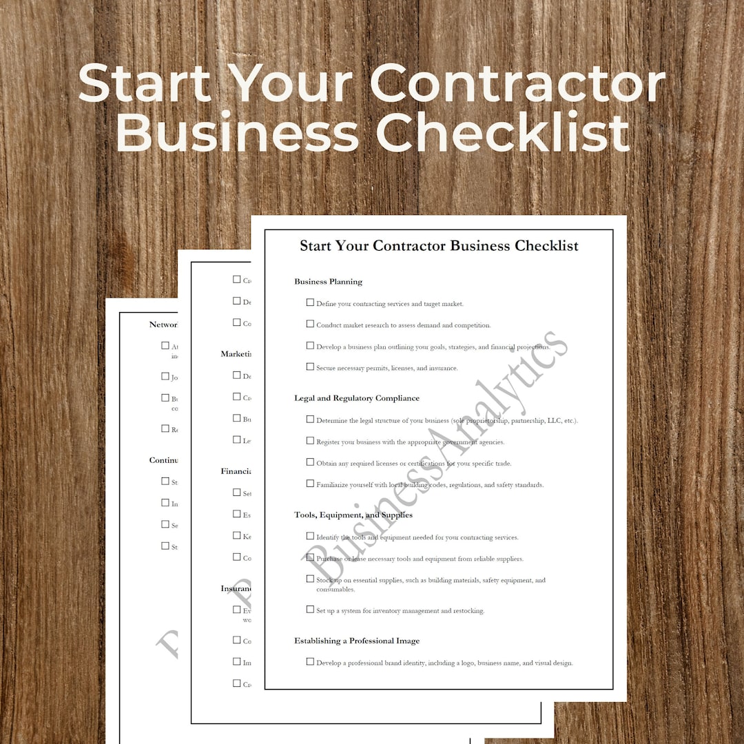 Start Your Contractor Business Checklist - Comprehensive Guide for ...
