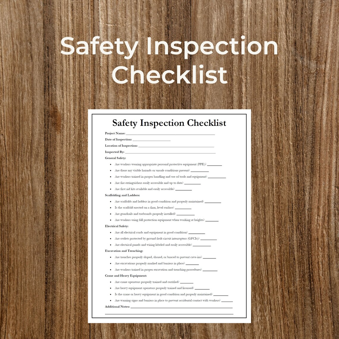 Safety Inspection Checklist for Construction Site | Printable ...