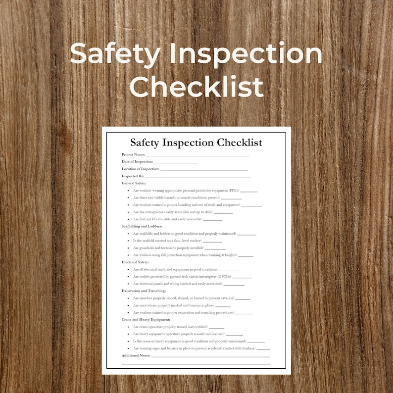 Safety Inspection Checklist for Construction Site | Printable ...