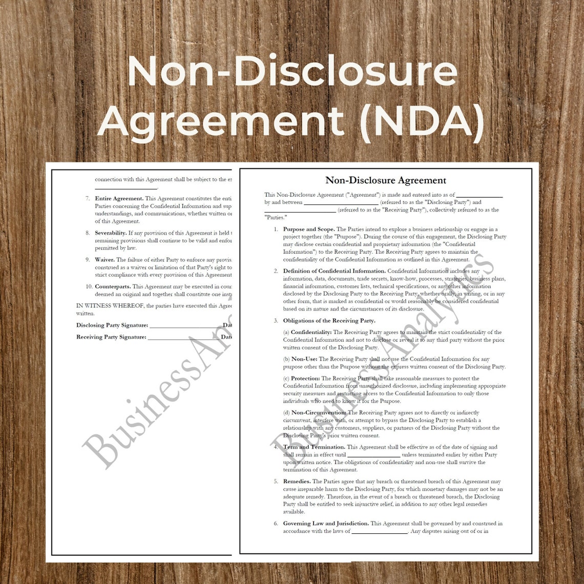 Non-disclosure Agreement (NDA) Form | Printable | Fillable | PDF ...