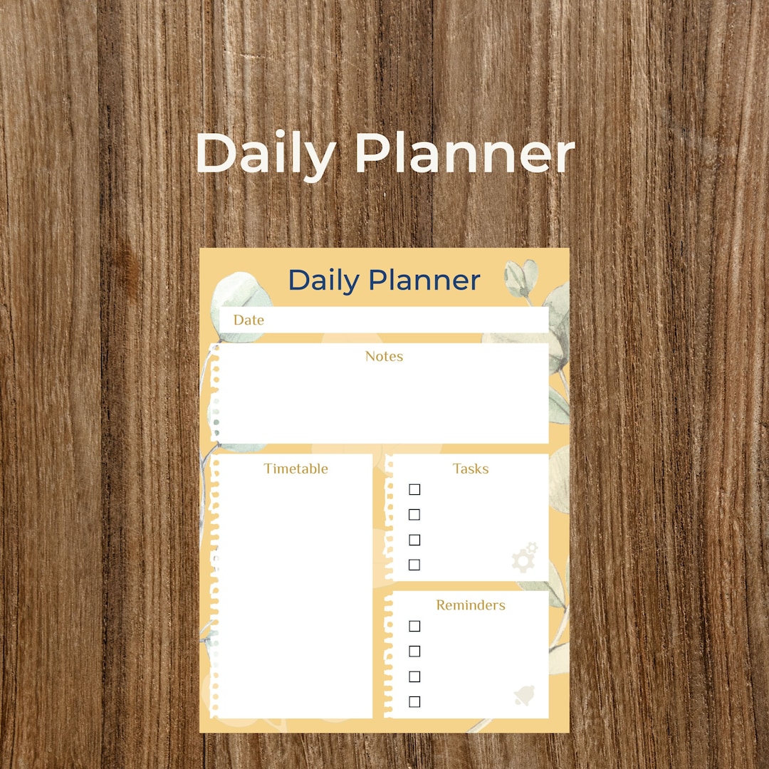 Printable Daily Planner | Fillable, Customizable PDF (digital Download ...