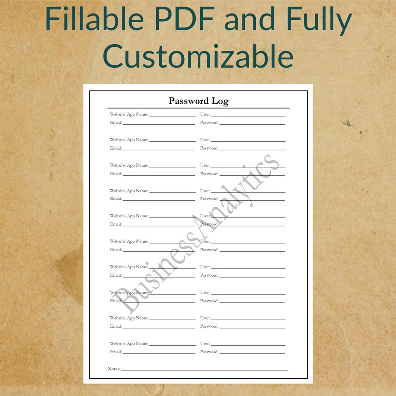 Password Log Sheet for Better Online Security | Printable | Fillable ...