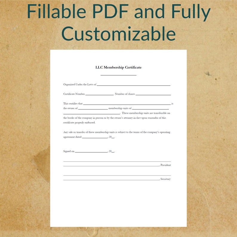 LLC Membership Certificate | A Distinctive Seal of Ownership in Your ...