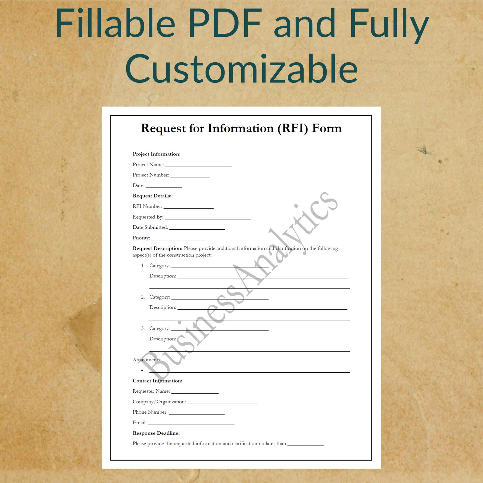 Request for Information (RFI) Form | Business Forms | Contractors ...