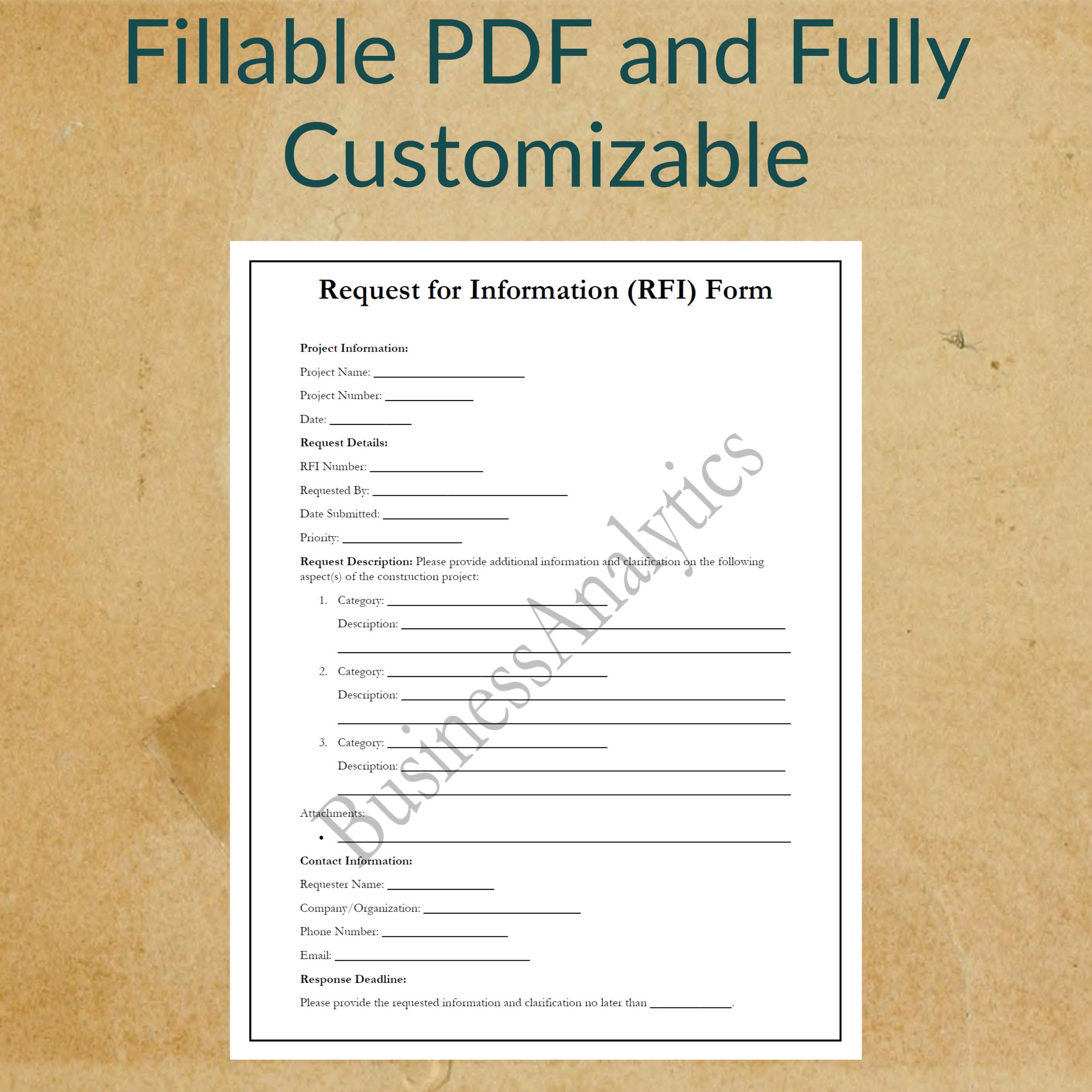 Request for Information (RFI) Form | Business Forms | Contractors ...