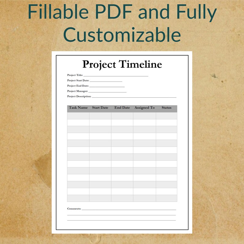 Project Timeline Form | Digital Download | PDF | Customizable | Small ...