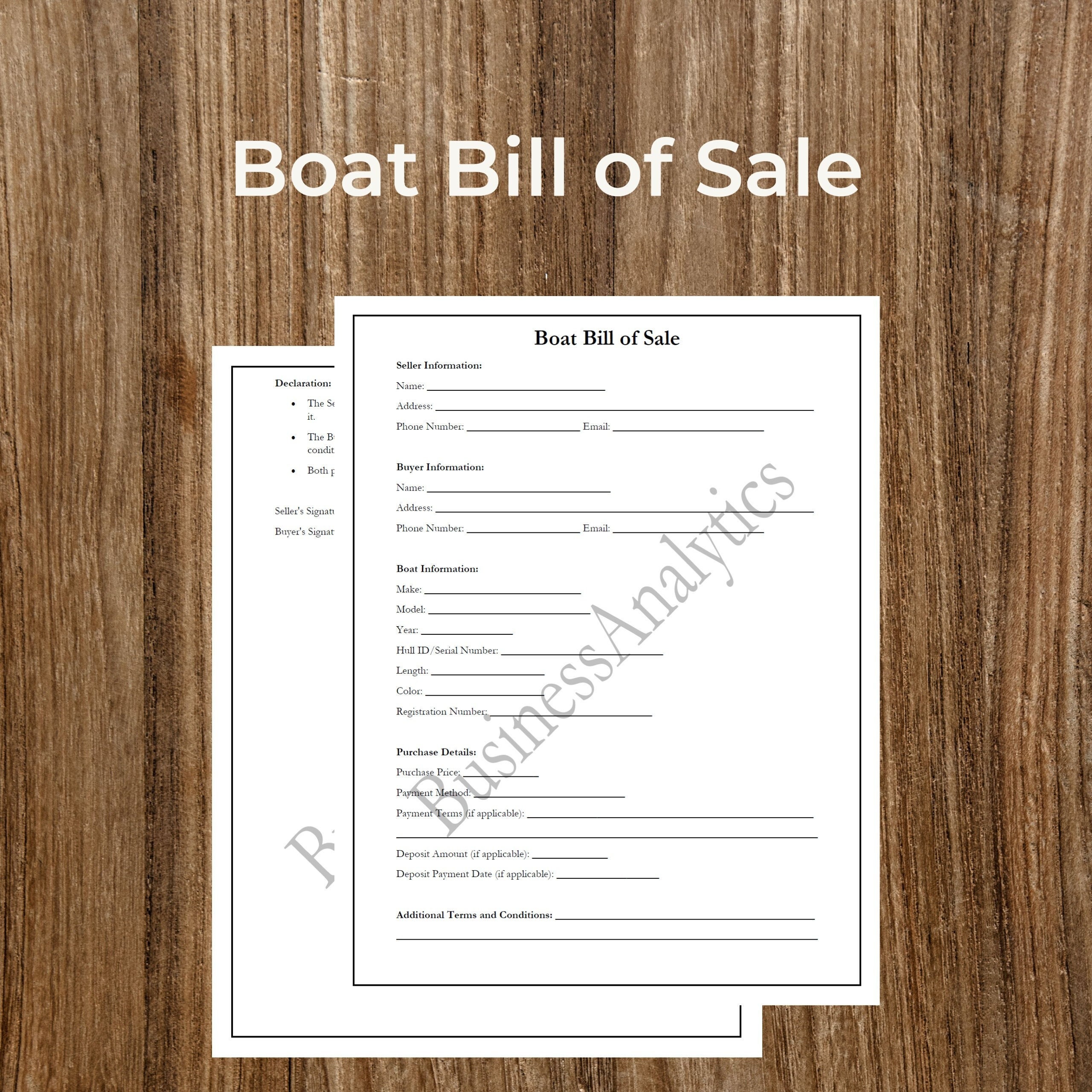 Boat Bill of Sale | Boat Sales Agreement | Boat Forms | Business ...