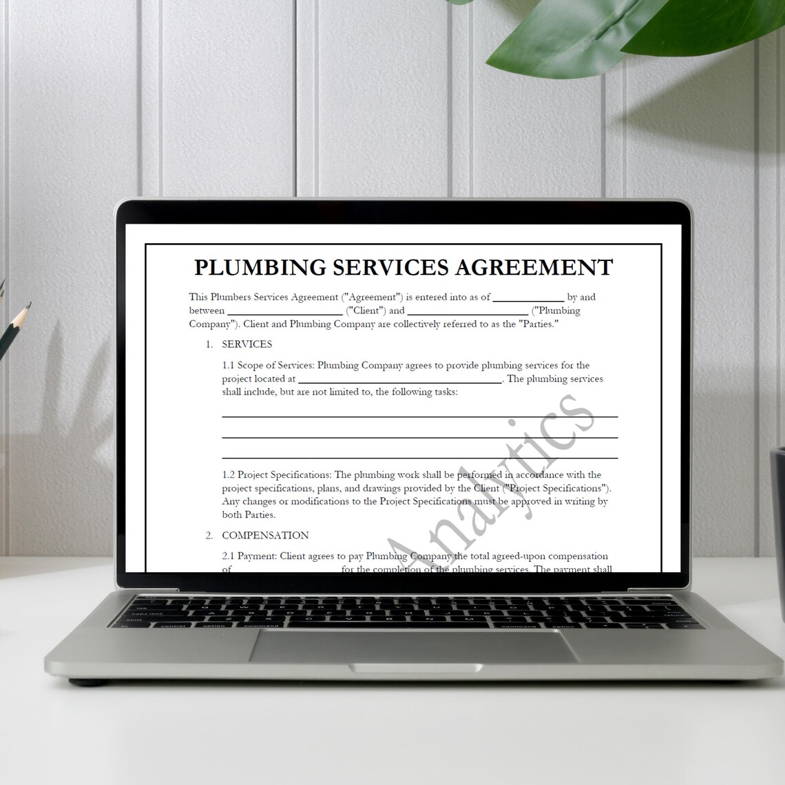 Plumbing Services Agreement Template | Plumber Forms | Printable ...