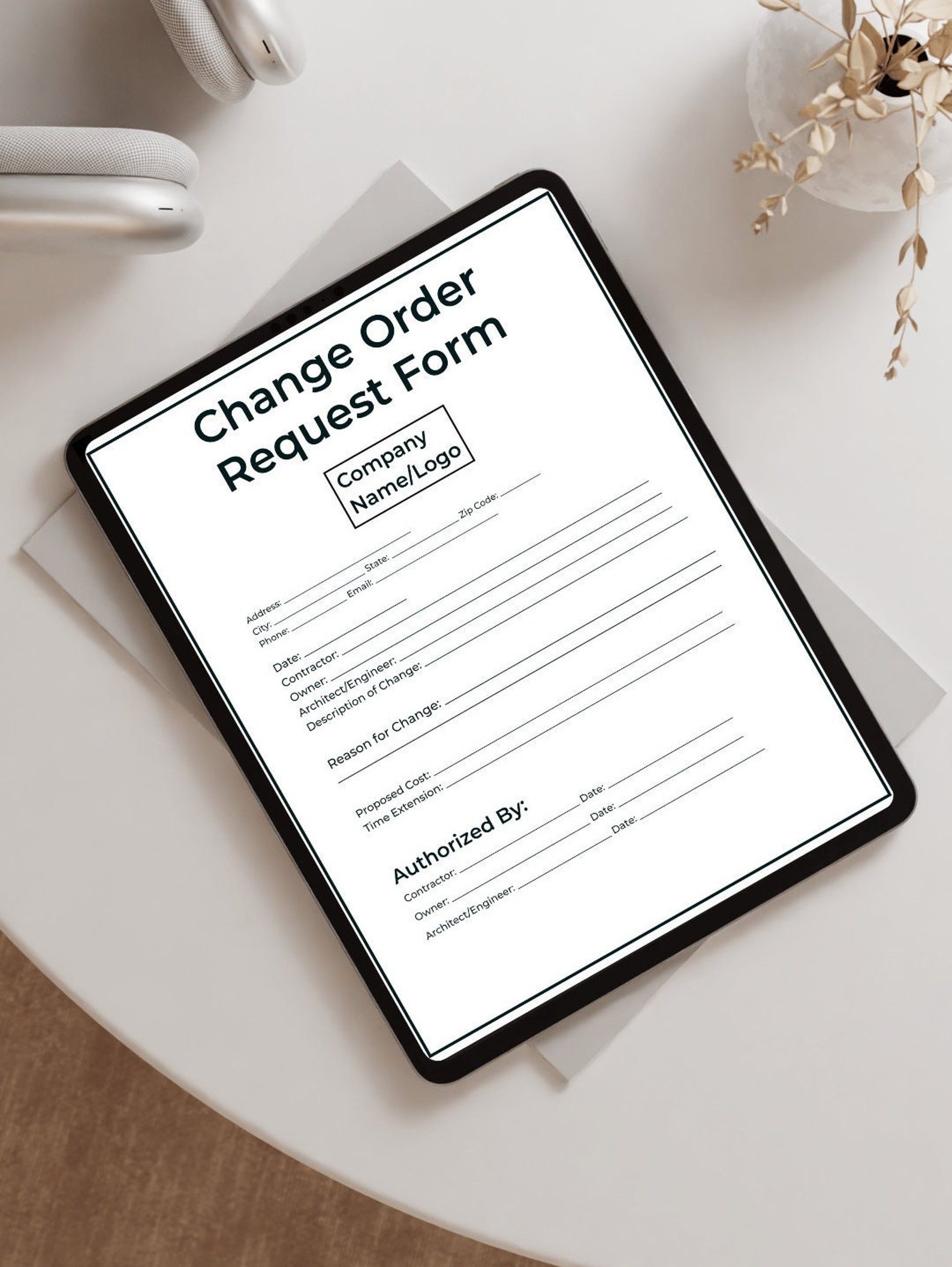 Change Order Form Template for Contractors and Construction Projects ...