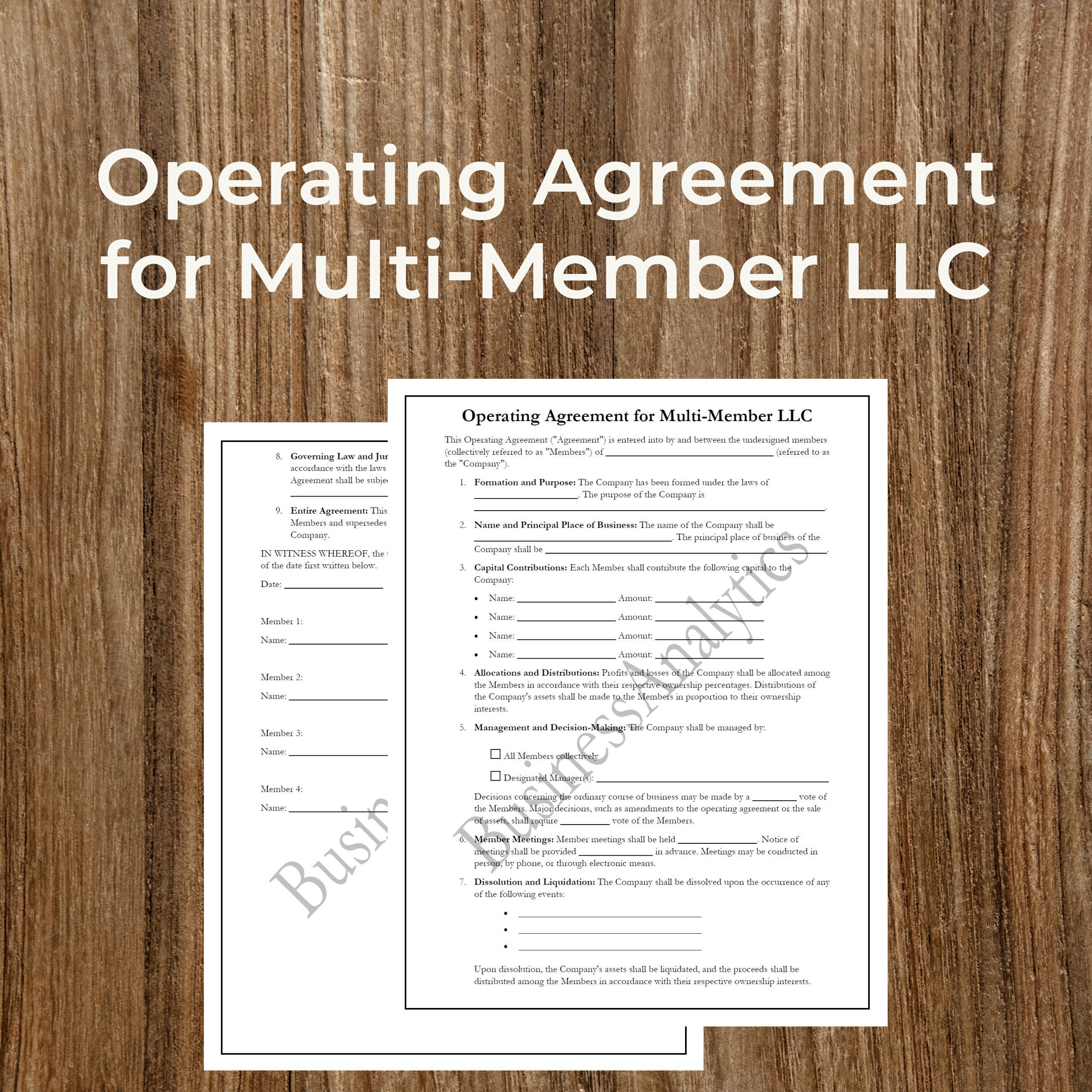 Operating Agreement for Multi-member LLC | the Covenant Code: A Robust ...