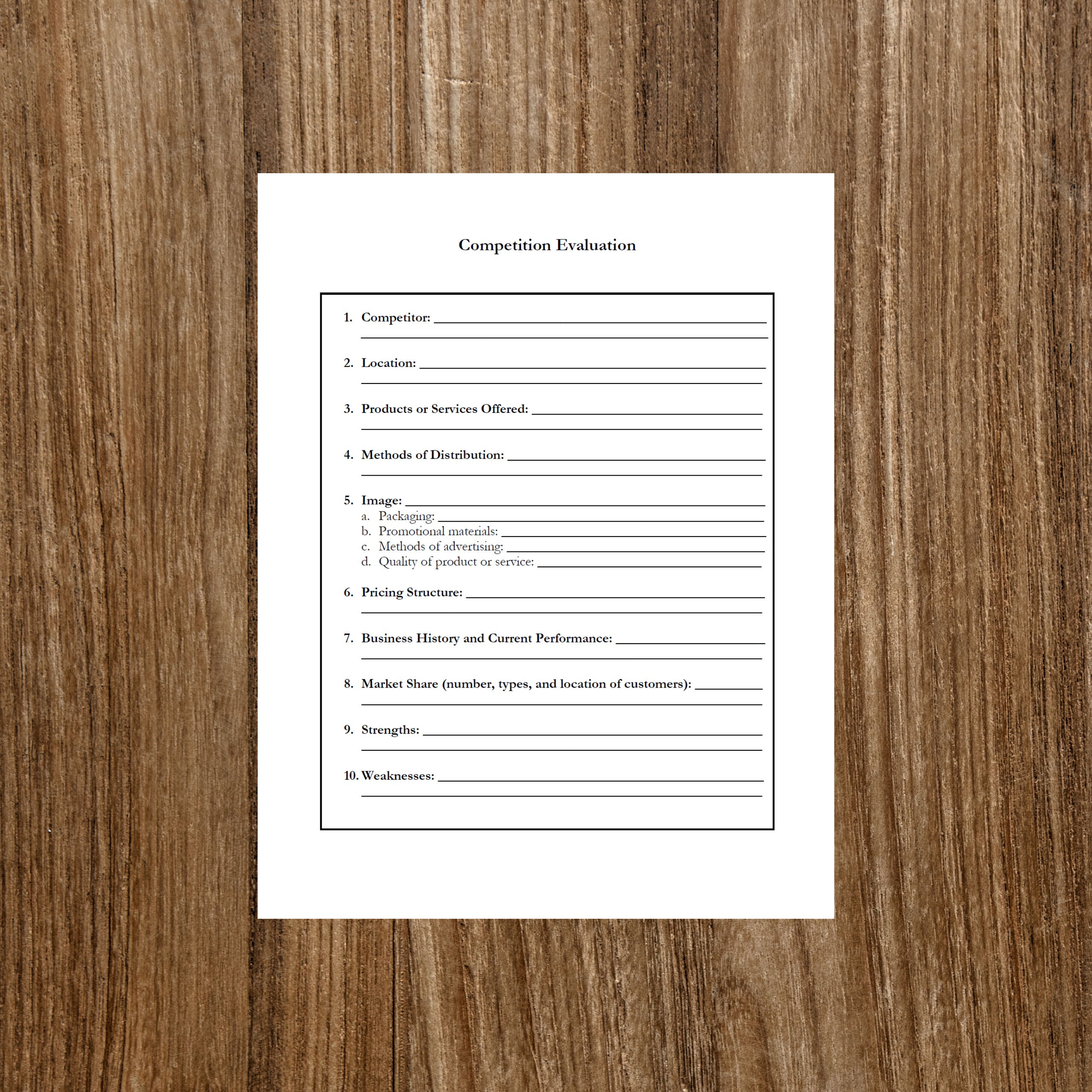 Competition Evaluation PDF Form Fillable Printer - Etsy