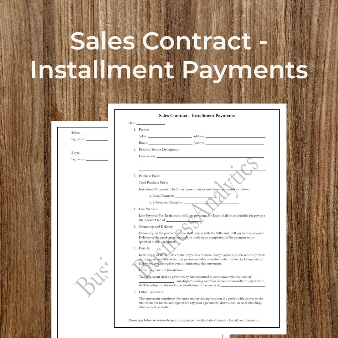 Sales Contract - Installment Payments, Printable Fillable PDF Template ...