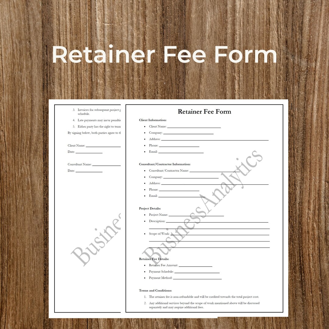 Retainer Fee Form | Consultants | Contractors | Business Forms ...