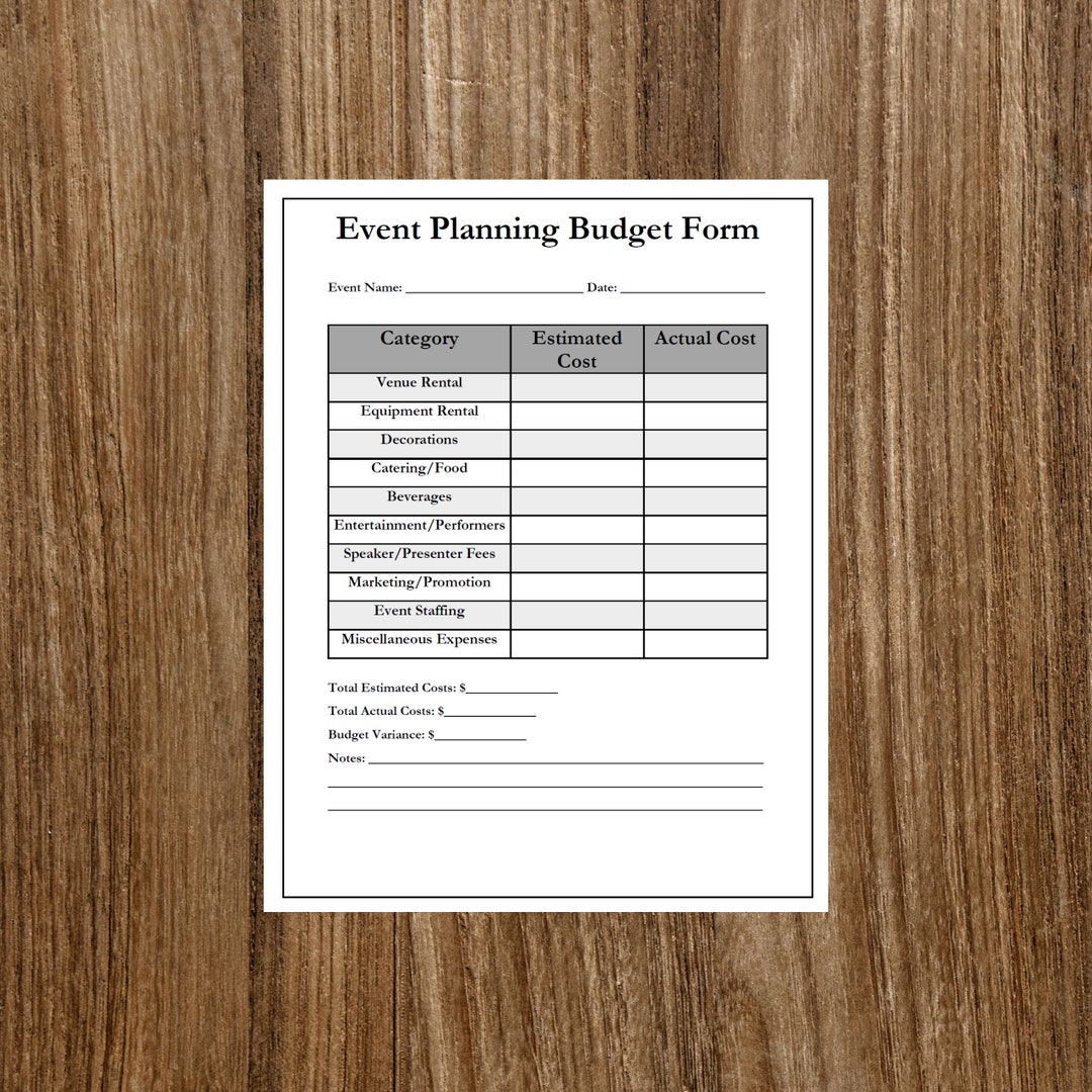 Printable and Fillable Event Planning Budget Form Keep Your - Etsy UK