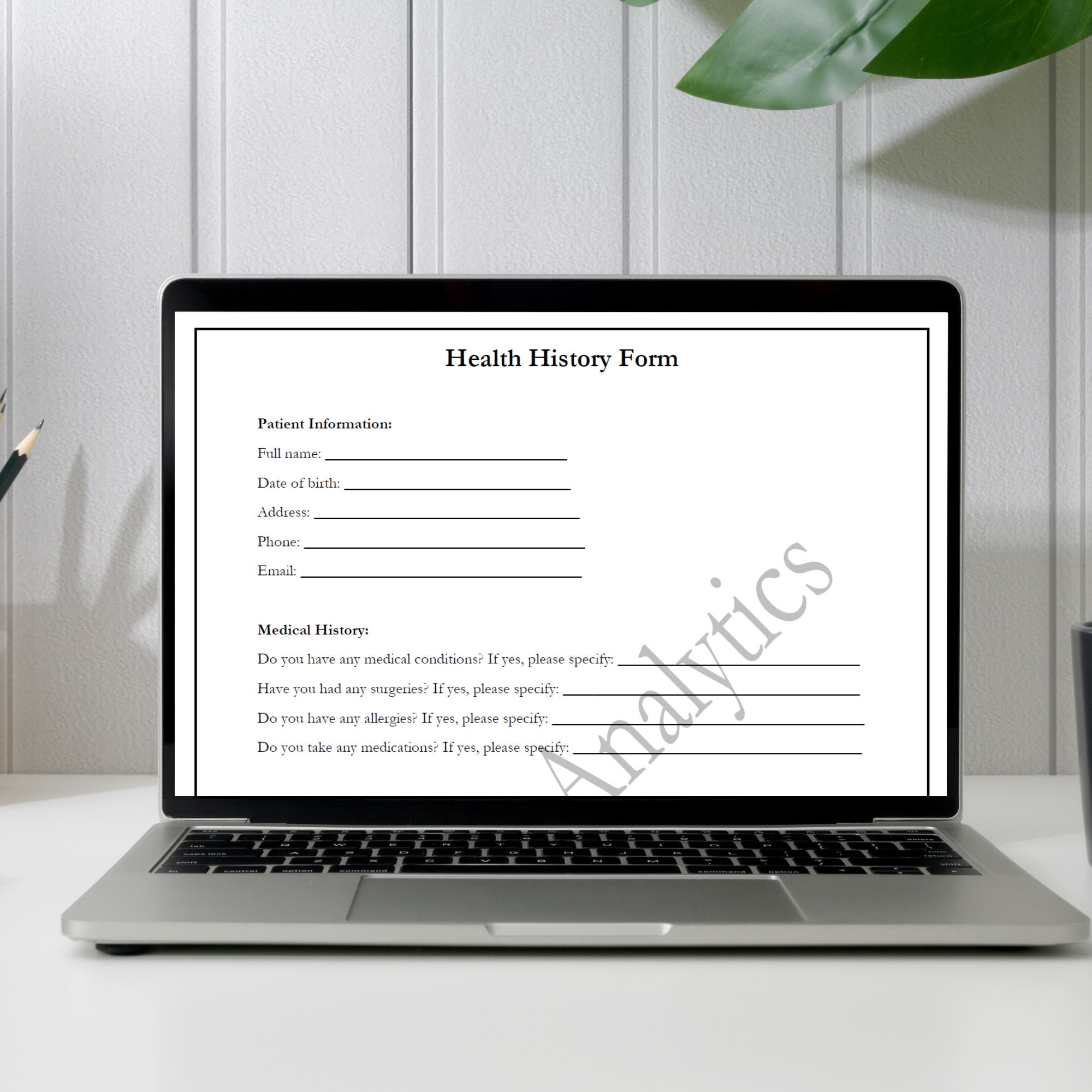 Health History Form for Medical Practices, Doctors, Medical Offices ...