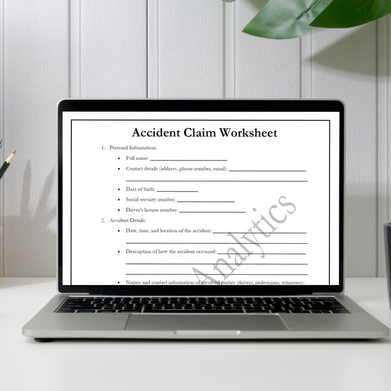 Accident Claim Worksheet Organize Your Insurance Claim Printable ...