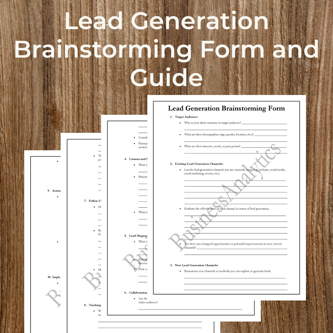Lead Generation Brainstorming Form and Guide - Boost Your Business With ...