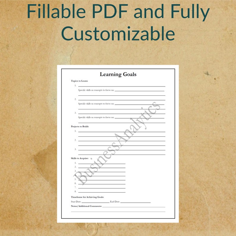 Learning Goals Form | Students | College | Learn Anything | School ...