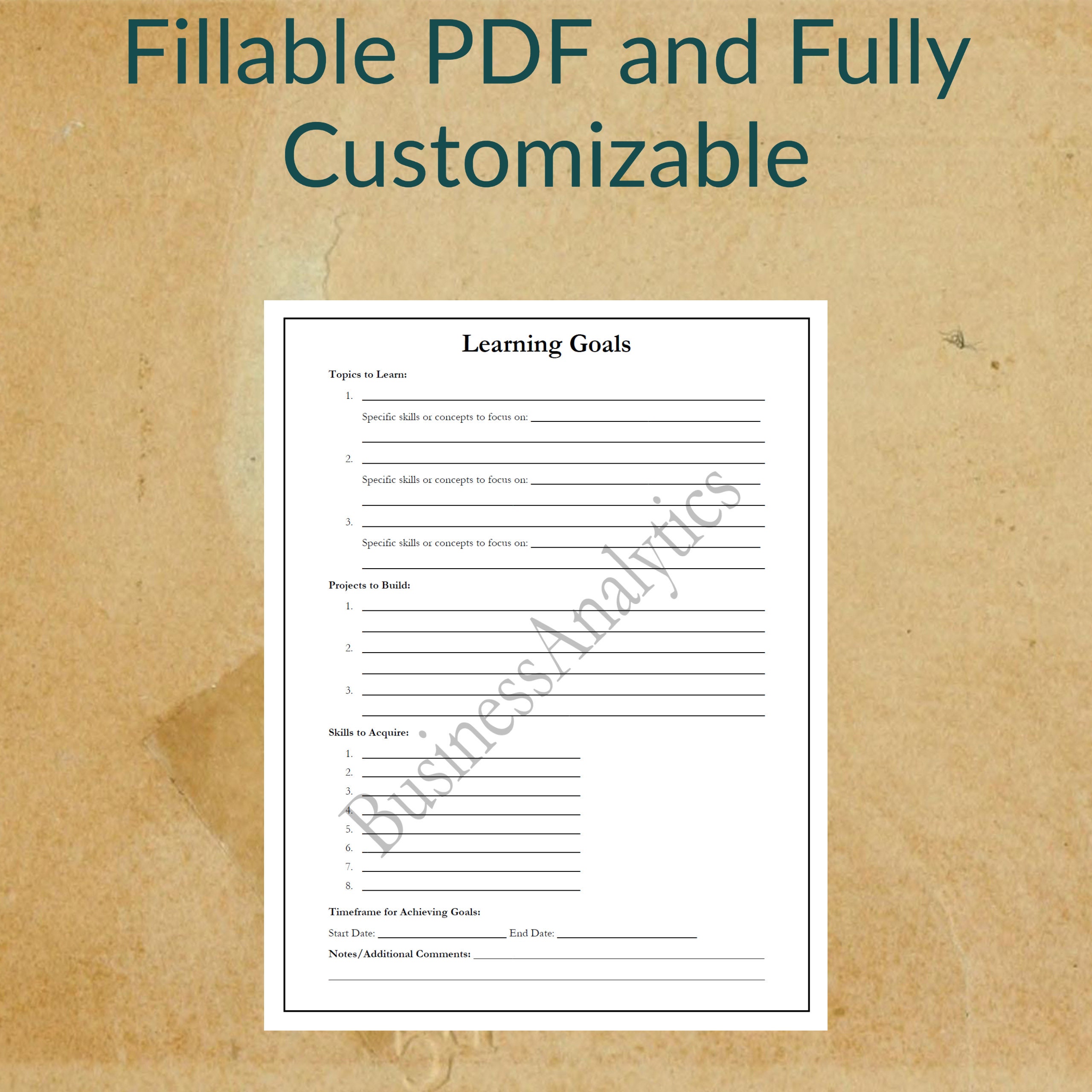 Learning Goals Form | Students | College | Learn Anything | School ...