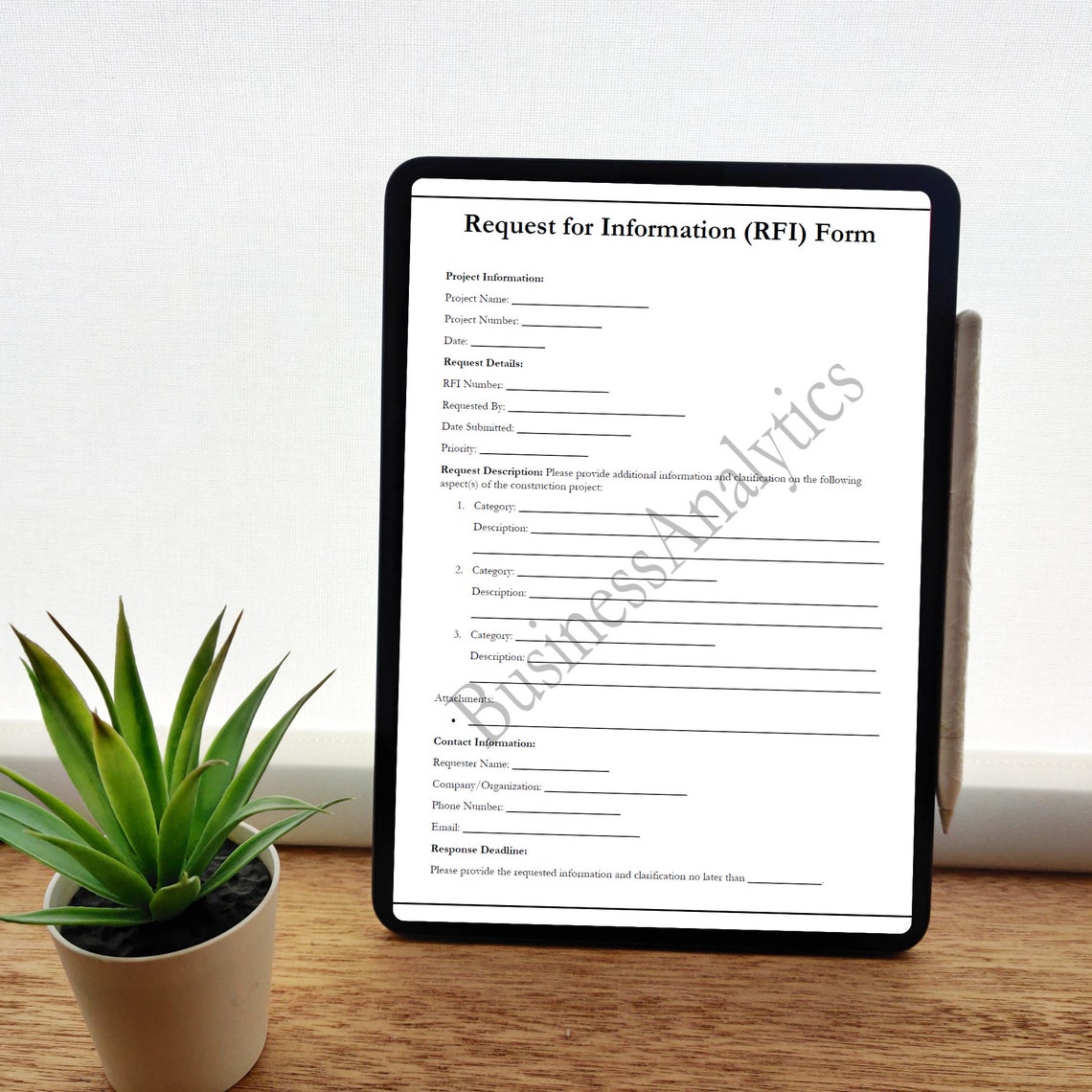 Request for Information (RFI) Form | Business Forms | Contractors ...