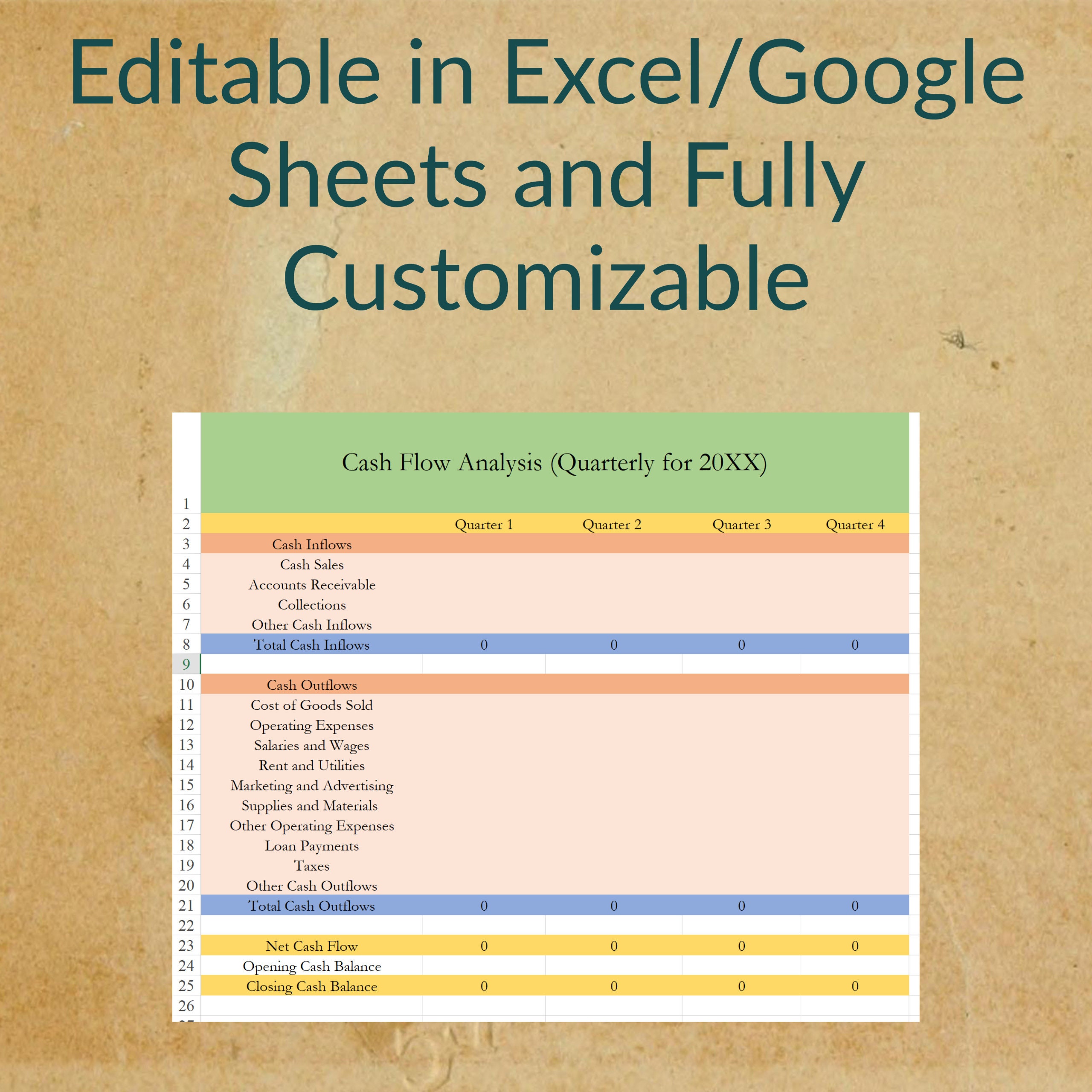 Cash Flow Analysis Spreadsheet Template | Excel | Google Sheets ...