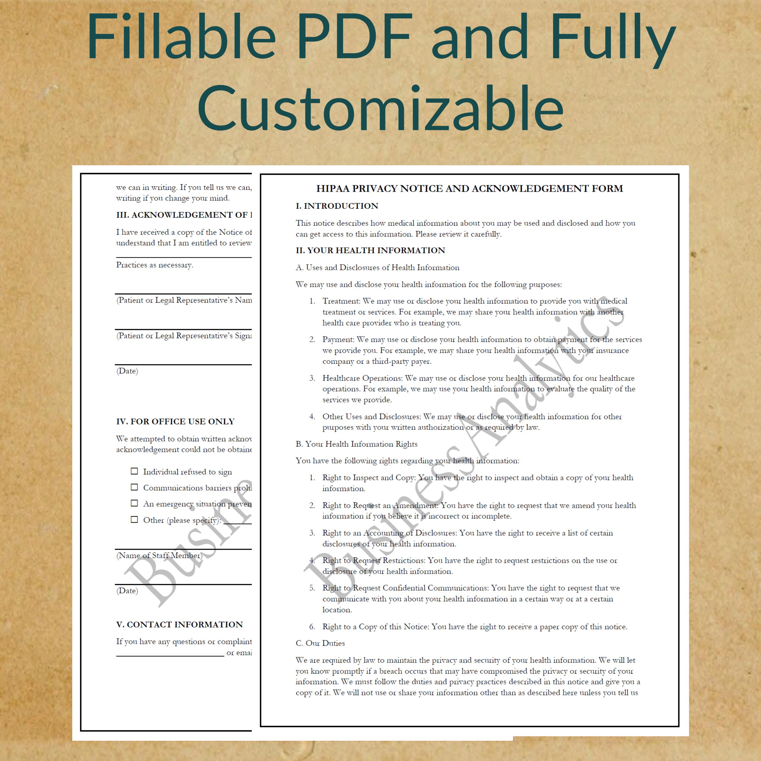 HIPAA Privacy Notice and Acknowledgement Form - Protect Your Patients ...