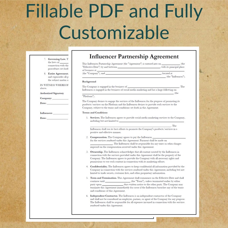 Influencer Partnership Agreement Template for Brands and Influencers ...