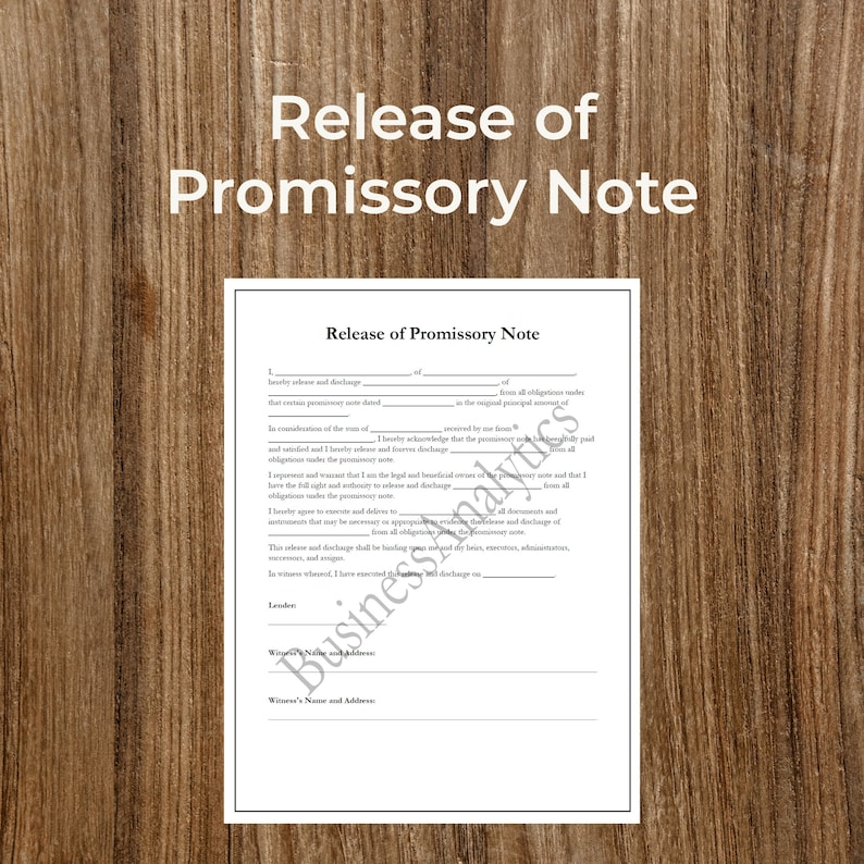 Release of Promissory Note Form - Fully Paid and Satisfied | PDF ...