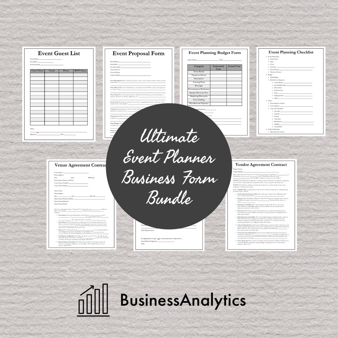 Event Planner Business Forms Bundle - Printable, Fillable PDF (digital ...