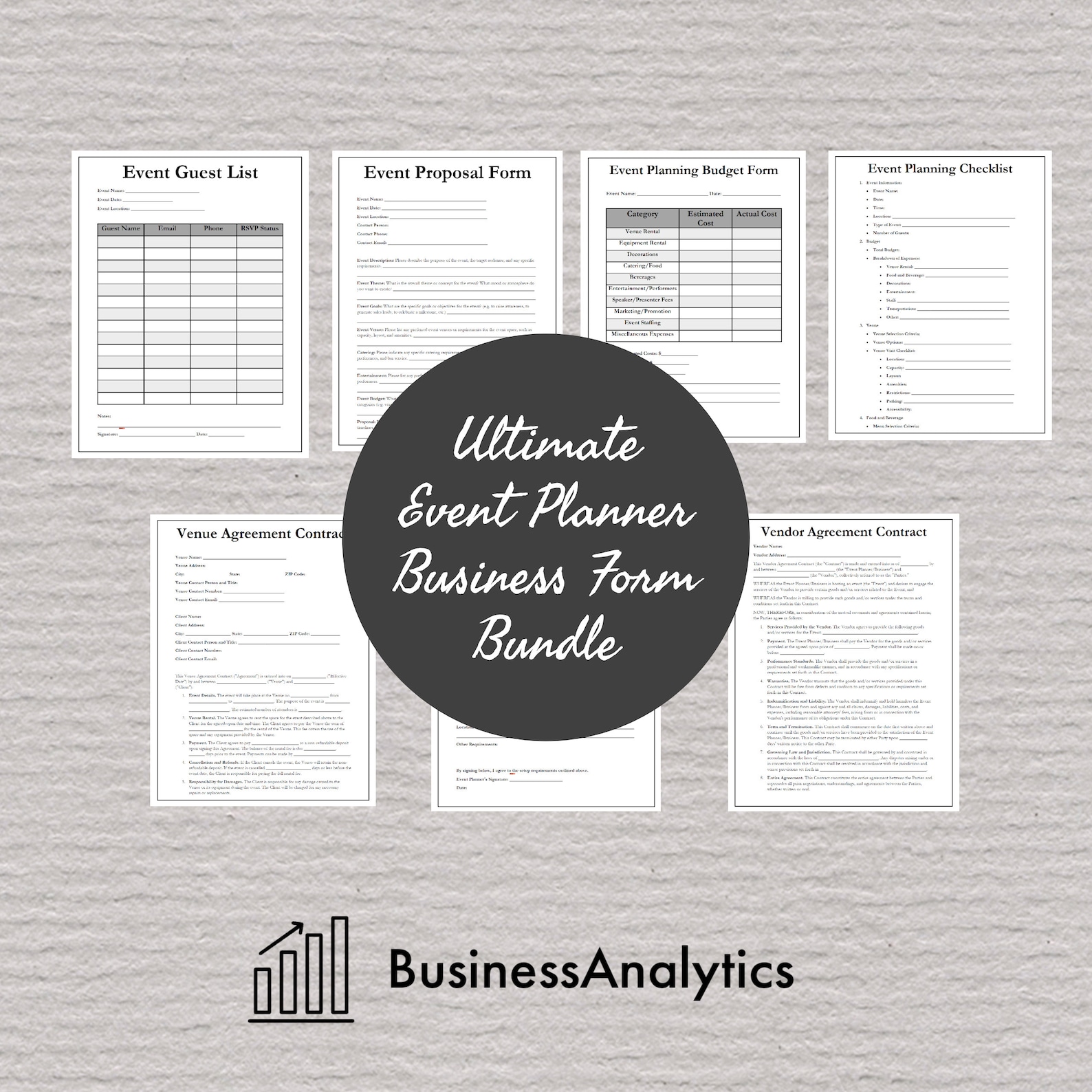 Event Planner Business Form Bundle - Plan & Organize Your Events Like a ...