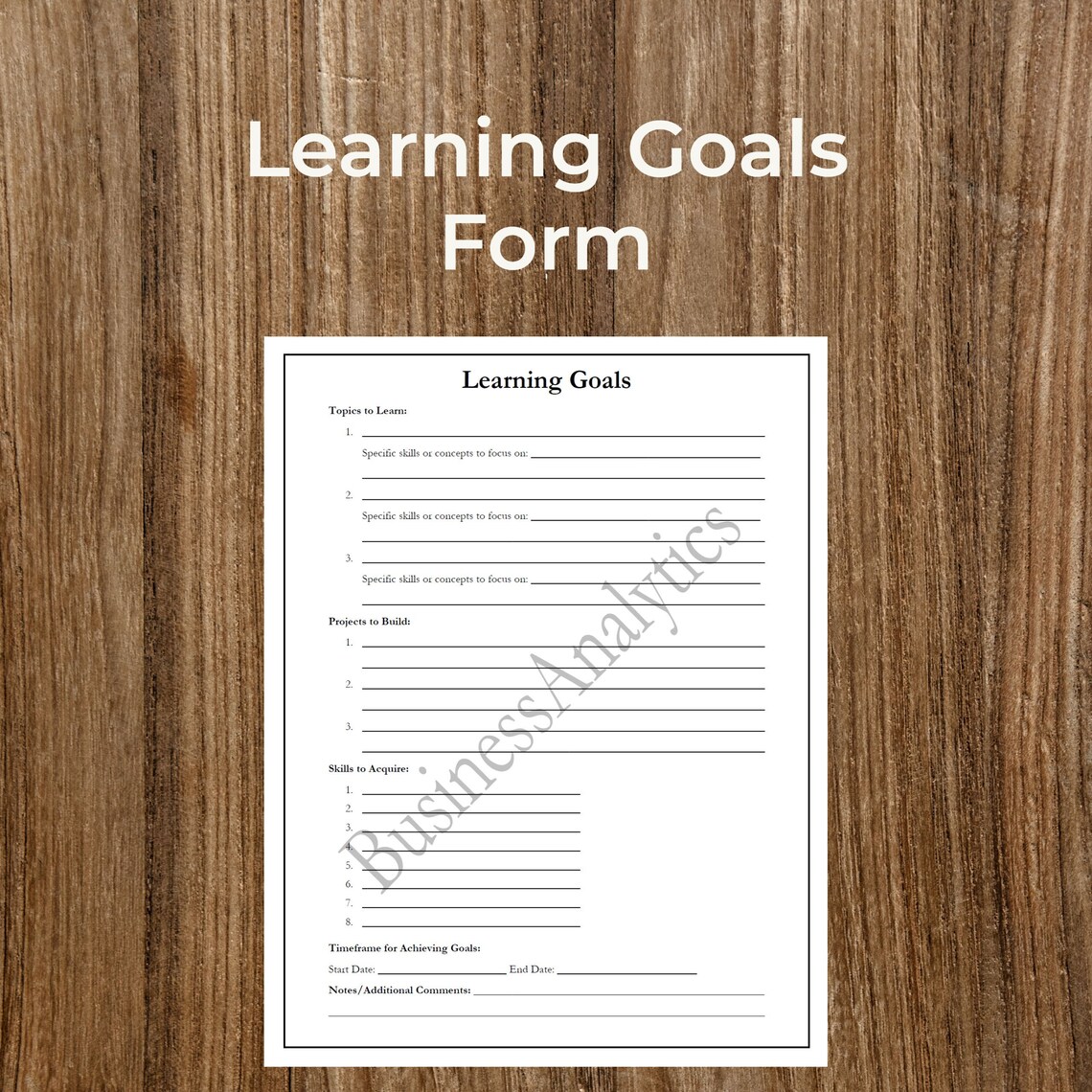 Learning Goals Form | Students | College | Learn Anything | School ...