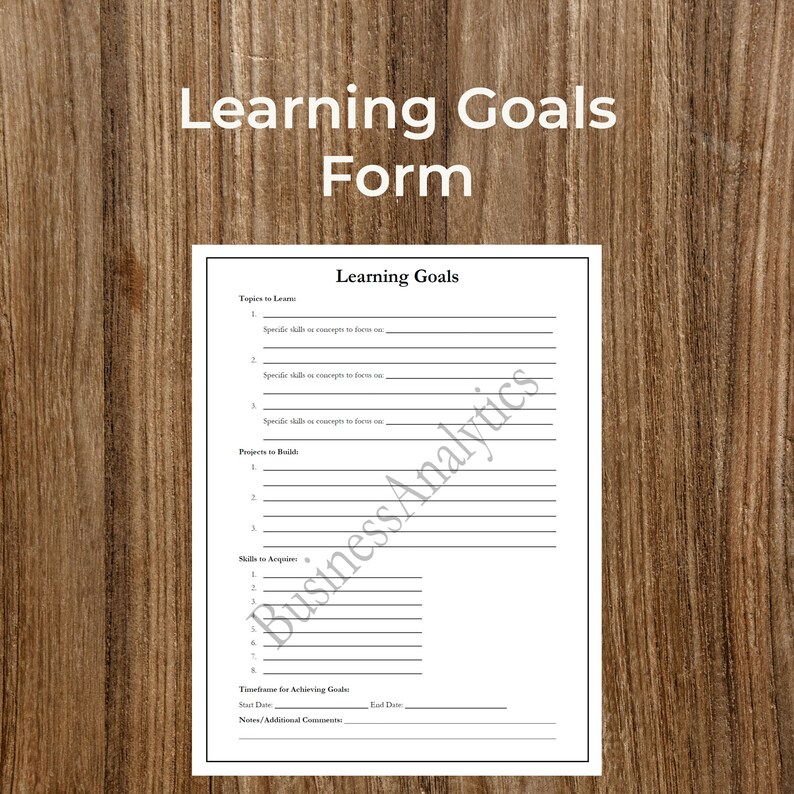 Learning Goals Form | Students | College | Learn Anything | School ...