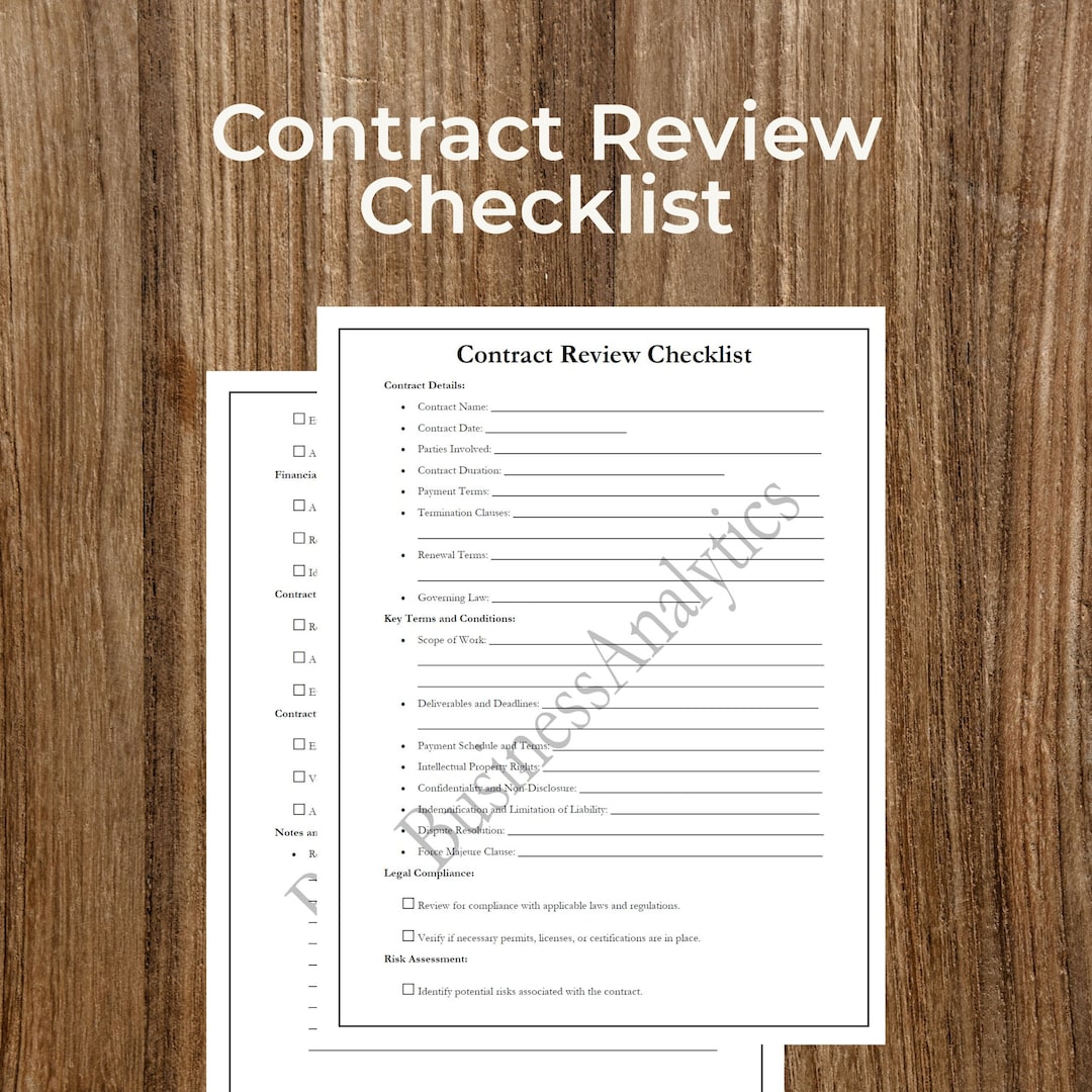 Contract Review Checklist Form - Recession-proof Your Business ...