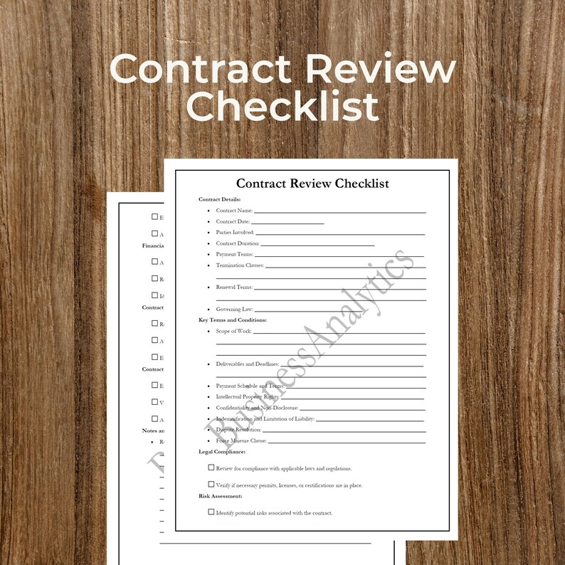 Contract Review Checklist Form - Recession-proof Your Business ...