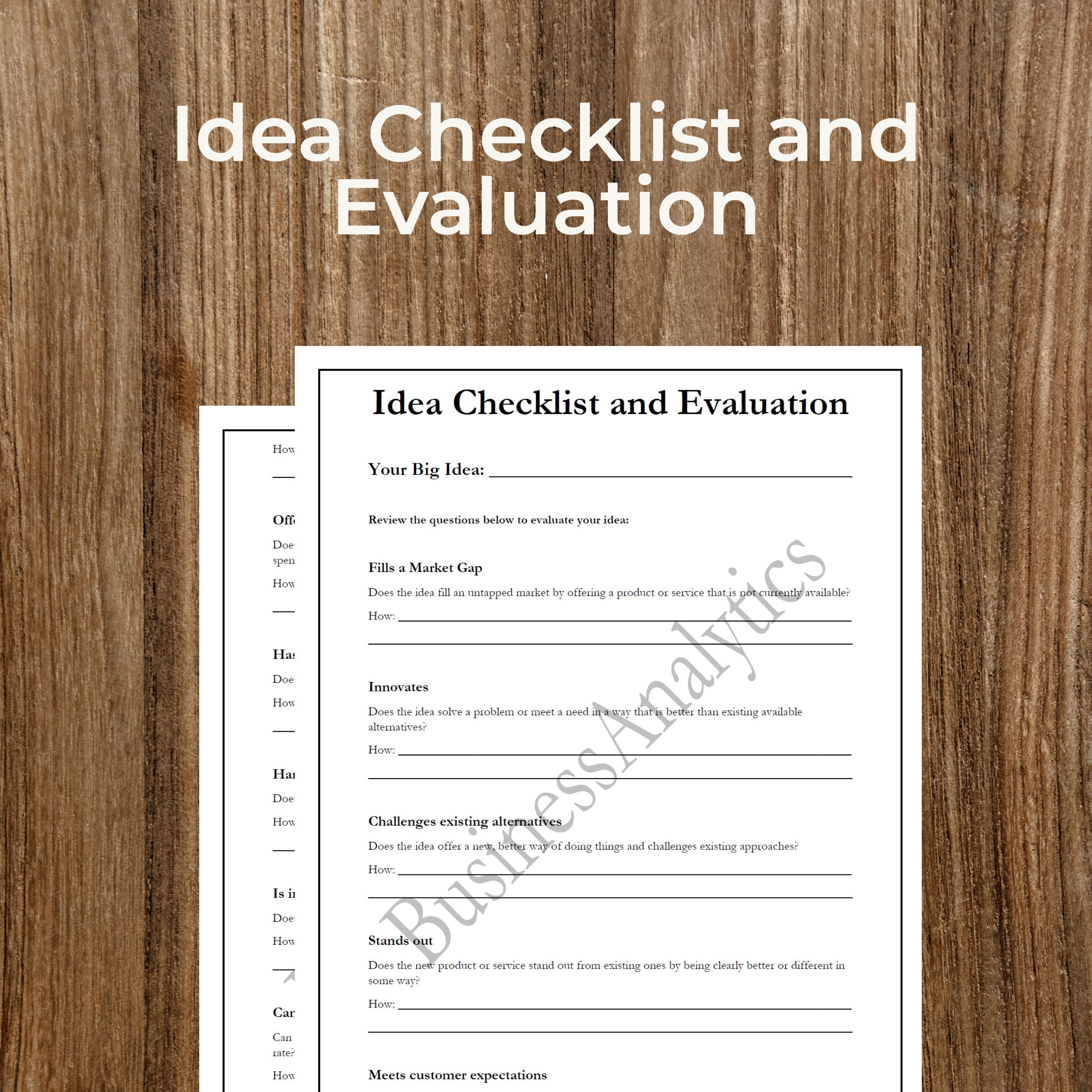 Idea Checklist and Evaluation Form for Entrepreneurs | Side Hustles ...