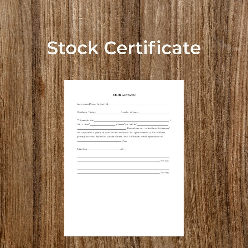 Stock Certificate | PDF | Form Fillable | Printer Friendly | Business ...