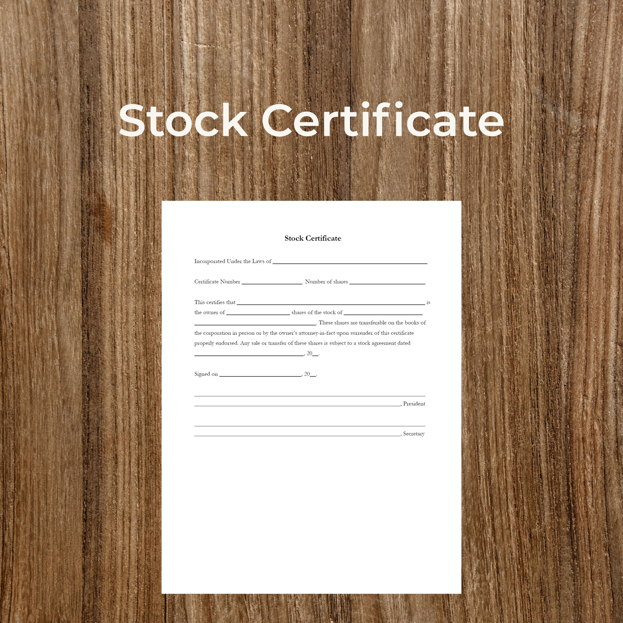 Stock Certificate | PDF | Form Fillable | Printer Friendly | Business ...