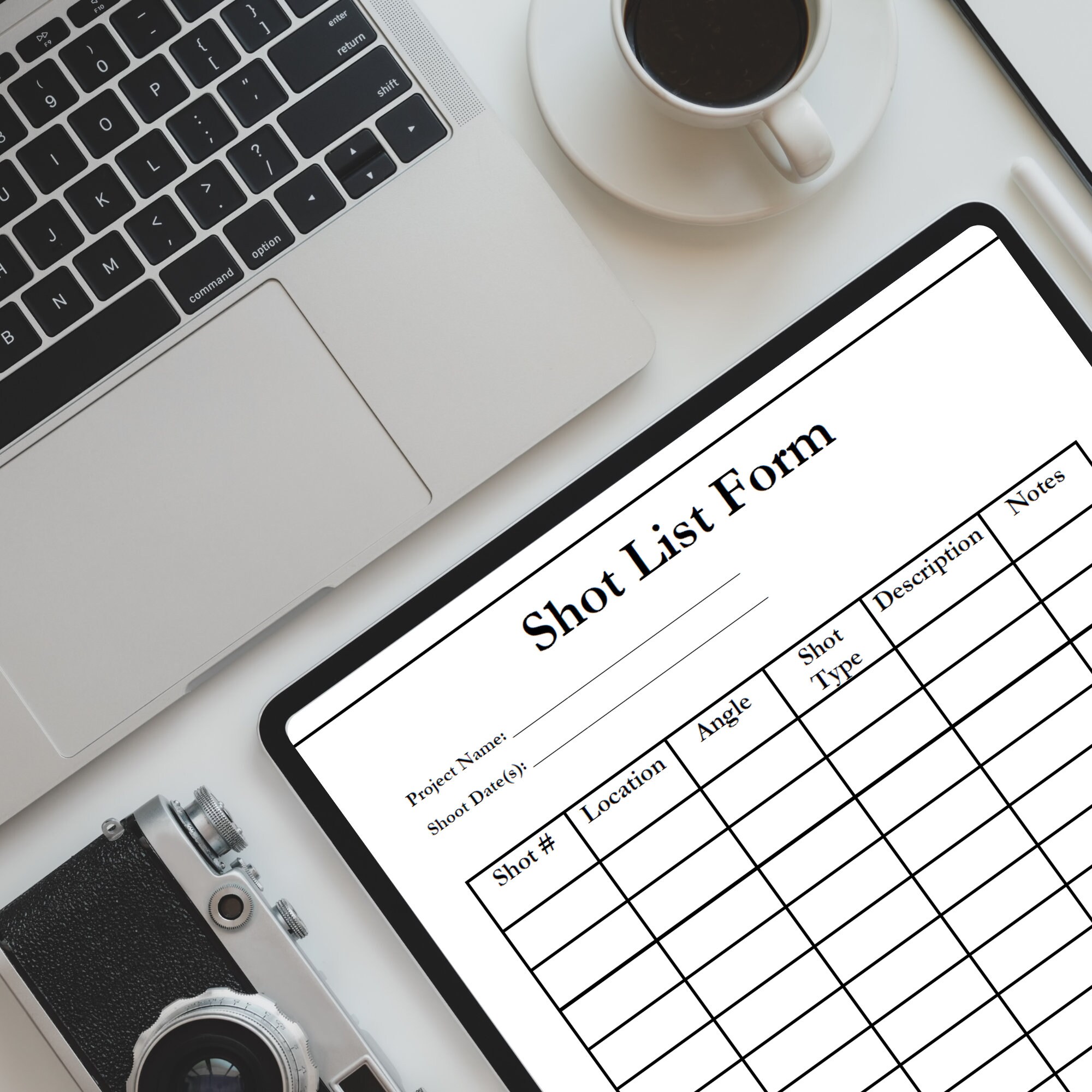 Shot List Template for Photographers and Filmmakers | Printable ...