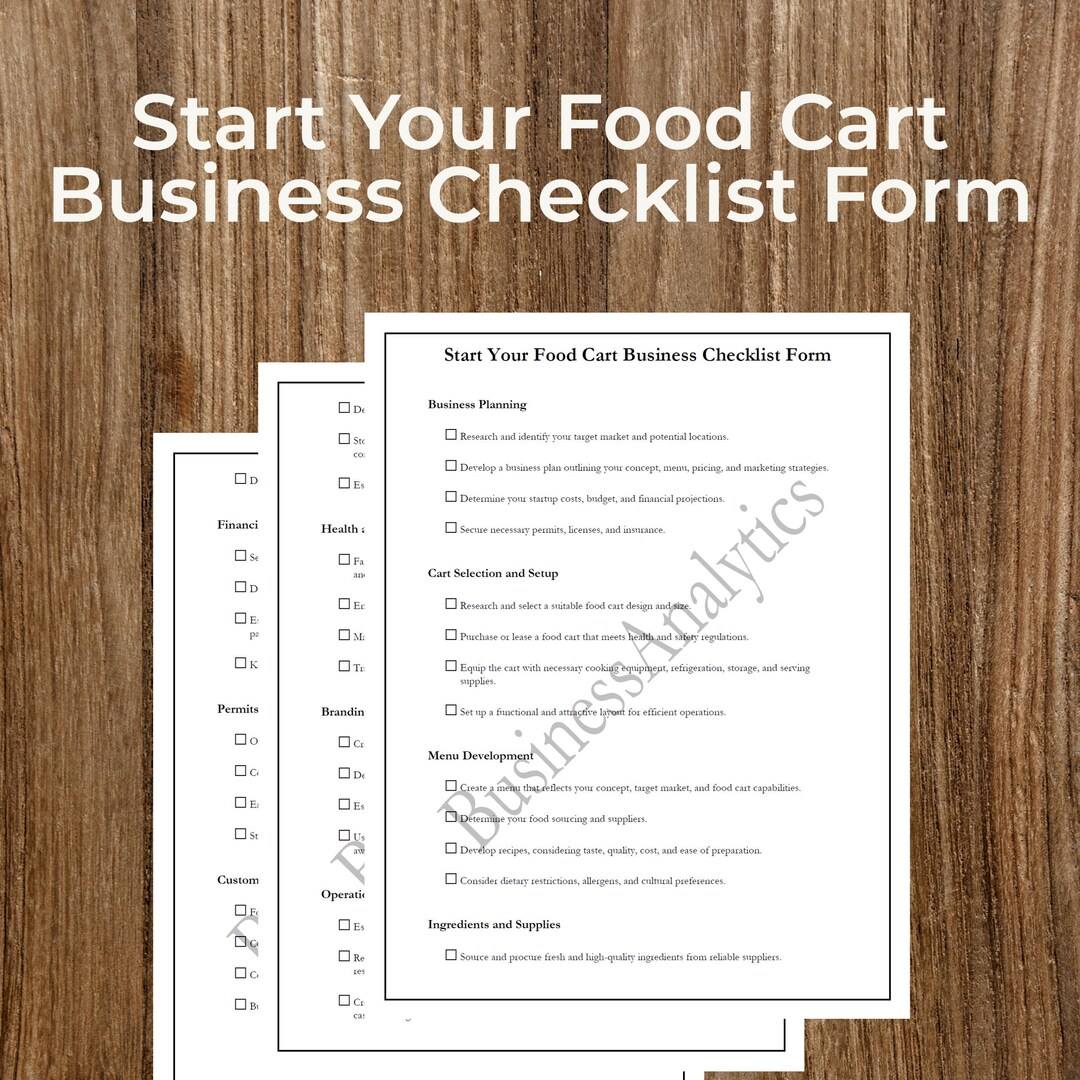 Start Your Food Cart Business Checklist Form | Business Forms ...