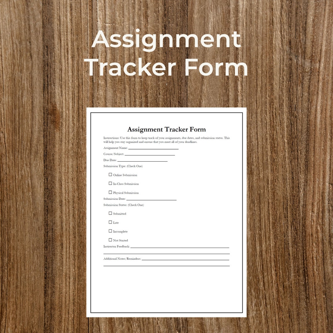 Assignment Tracker Form | Printable | Fillable | PDF | Digital Download ...