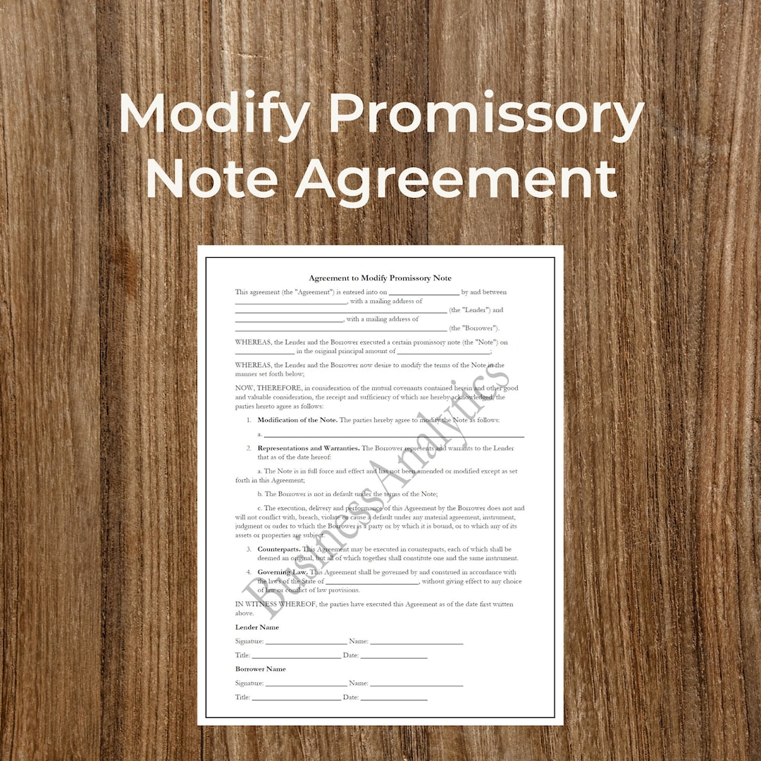 Agreement to Modify Promissory Note - Legal Contract Template for Loans ...