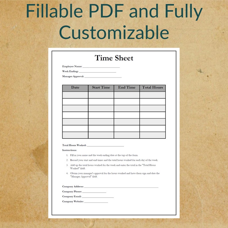 Time Sheet Form for Efficient Time Tracking | PDF | Fillable ...