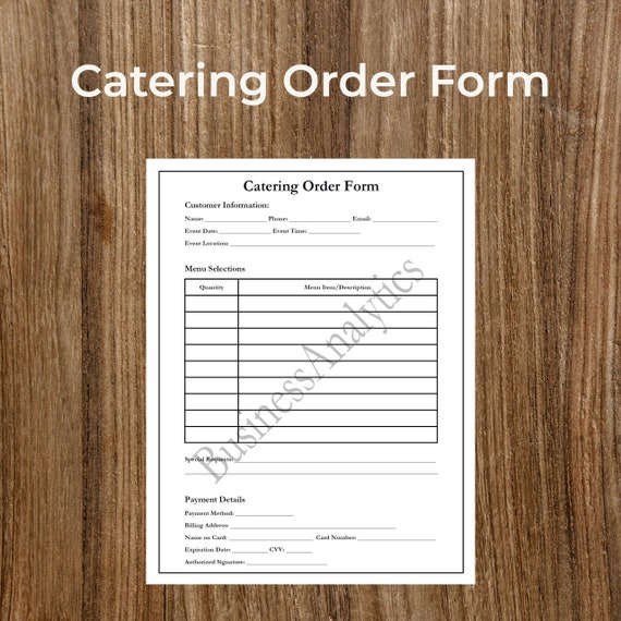 Restaurant Business Forms