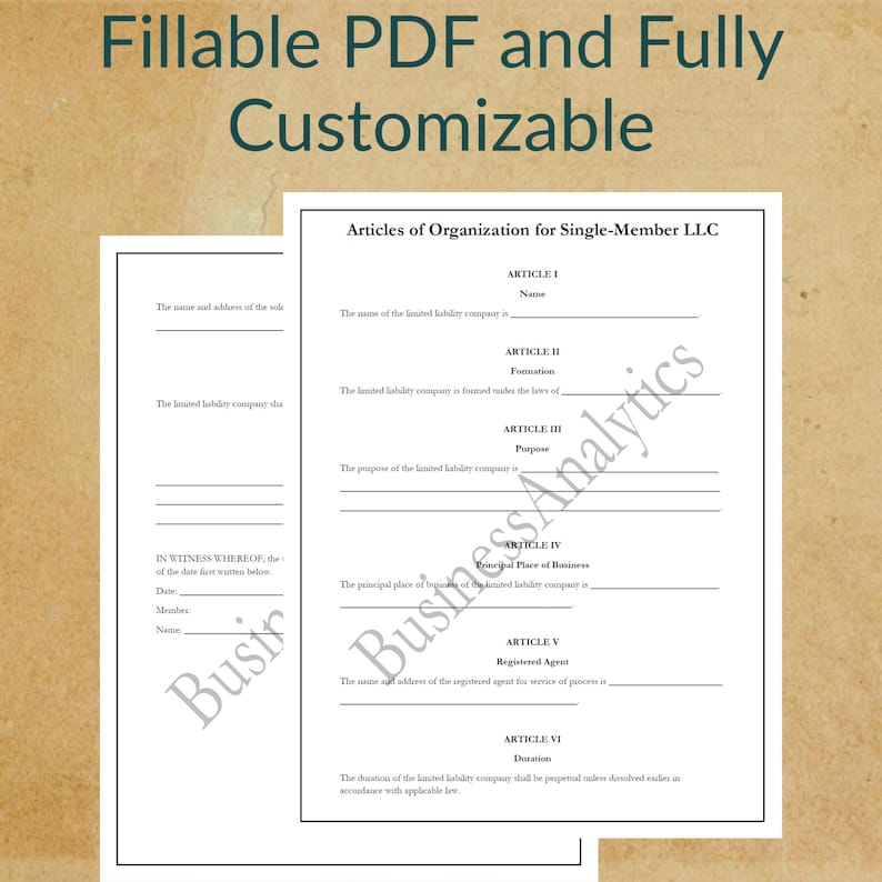 Articles of Organization for Single-member Llcs | Establishing Your ...