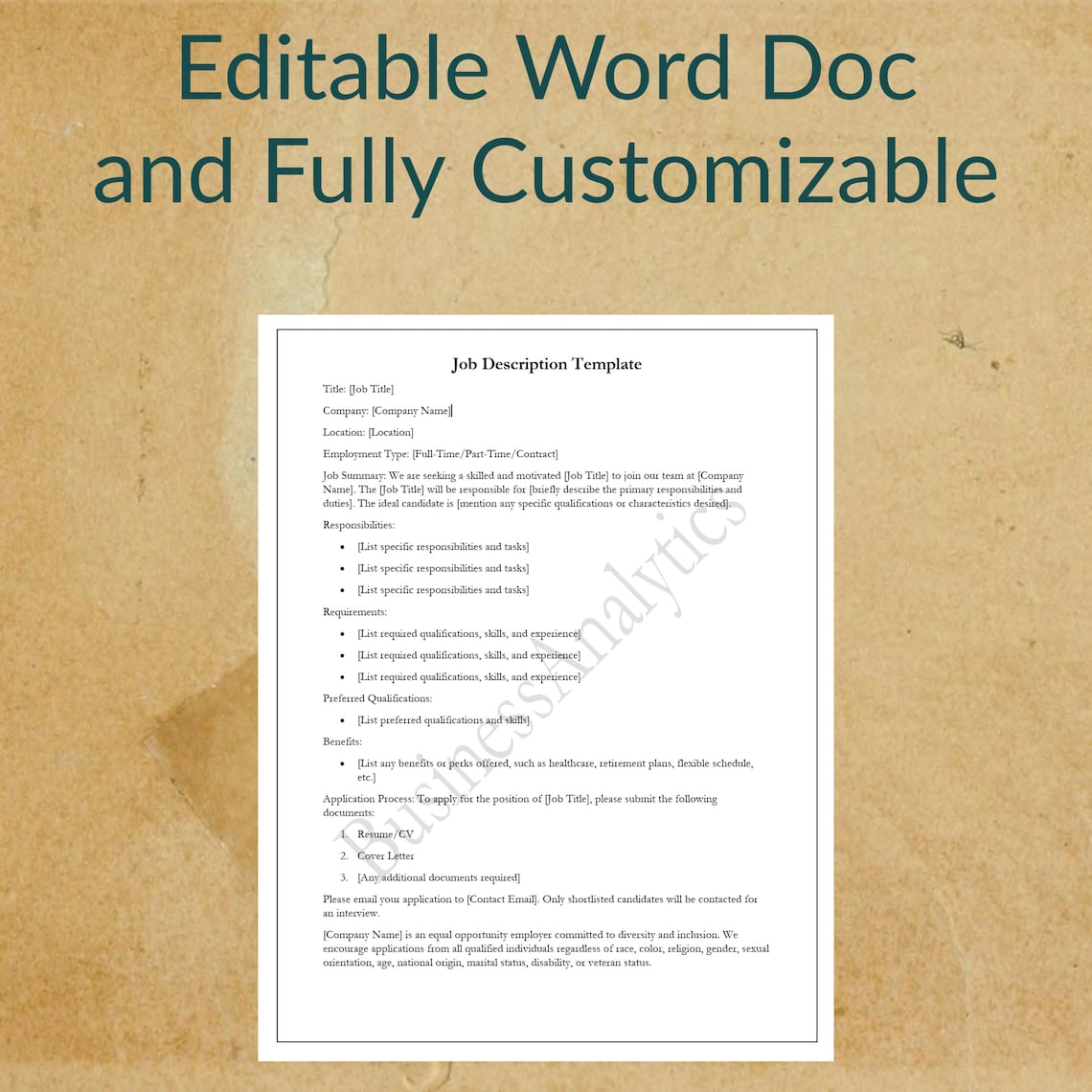 Job Description Template | Word | Employment Template | Business Forms ...