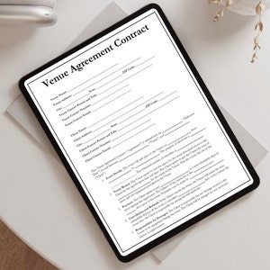 Venue Agreement Contract Form for Events and Weddings | Printable ...